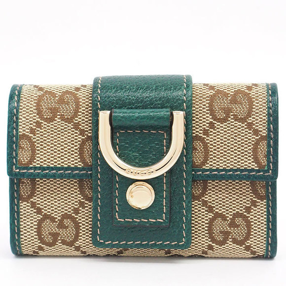 Gucci | Bags | Gucci Gg Abbey Canvas Key Case Beige Green | Poshmark